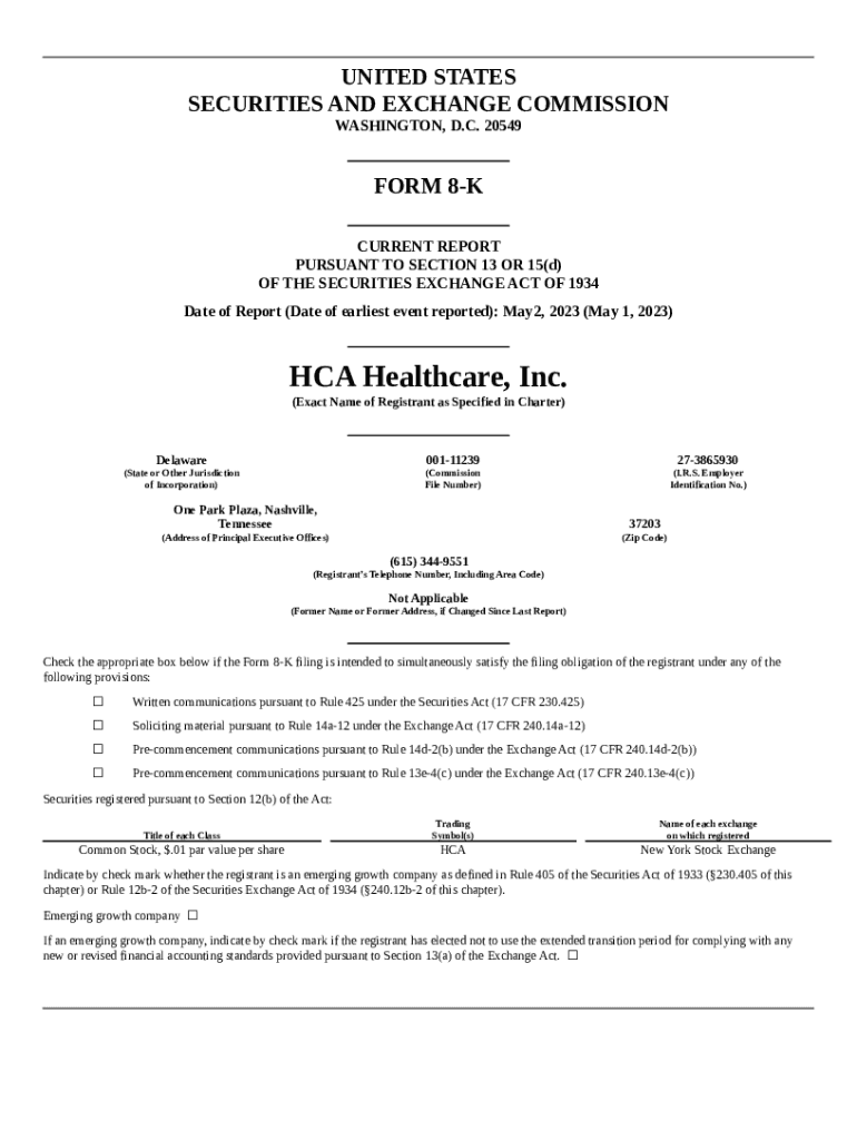 (the "Registrant" or the "Parent Guarantor") and HCA Inc Doc Template ...