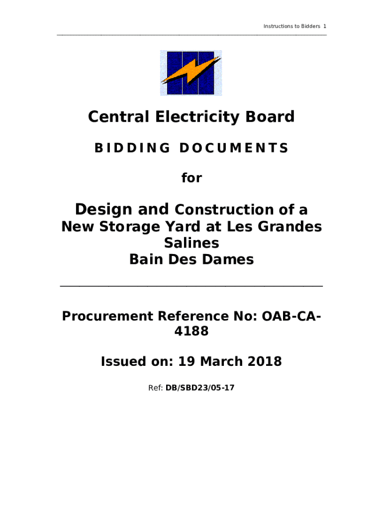 Central Electricity Board BIDDING DOCUMENTS ... Doc Template | pdfFiller