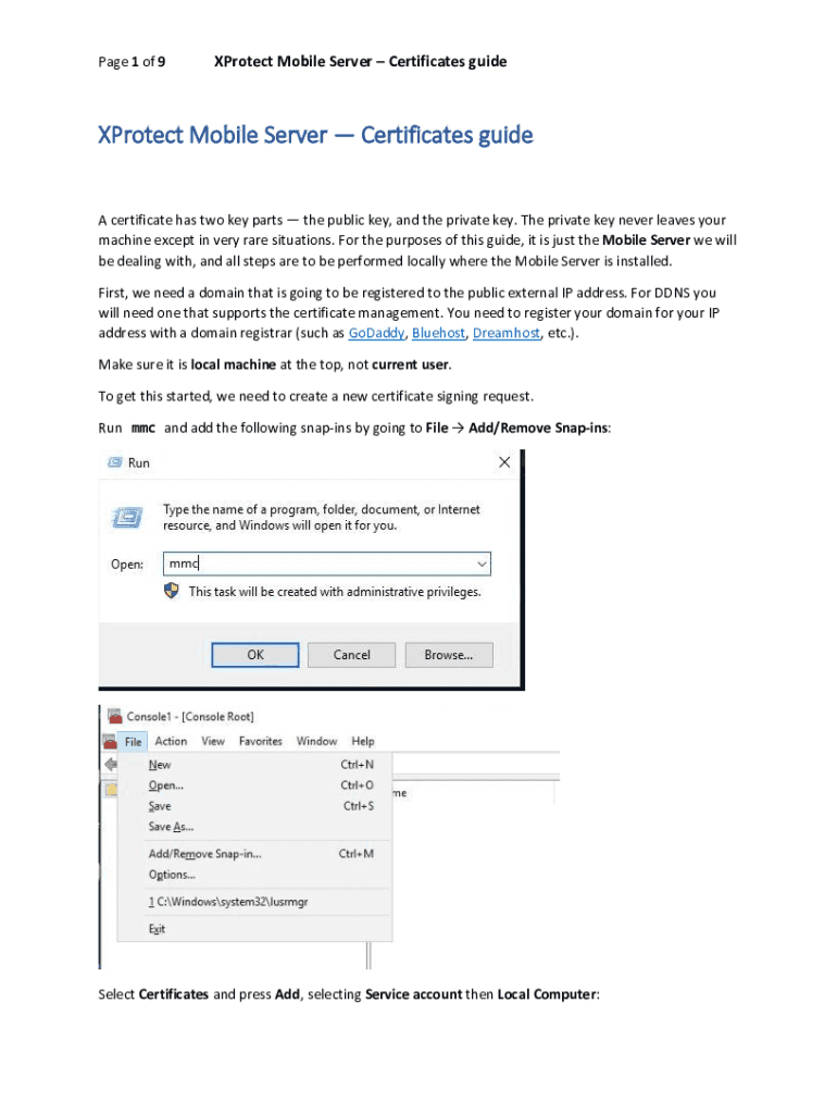 Fillable Online How to add certificates to Milestone Xprotect Essential ...