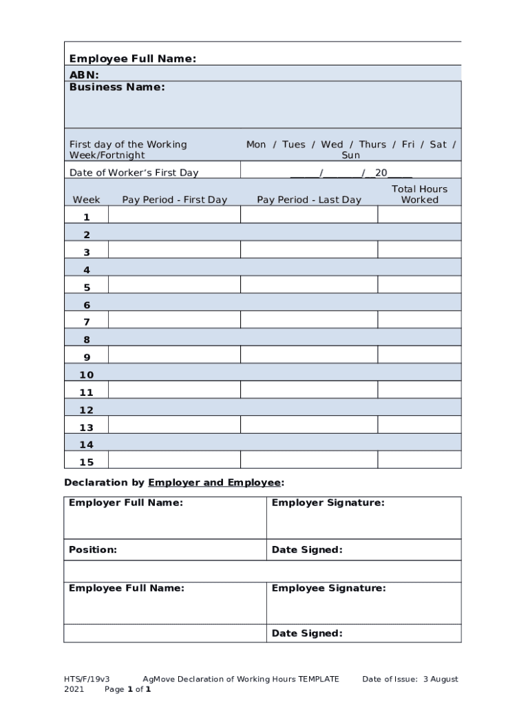 Declaration-of-Working-Hours-TEMPLATE. ... Doc Template | pdfFiller