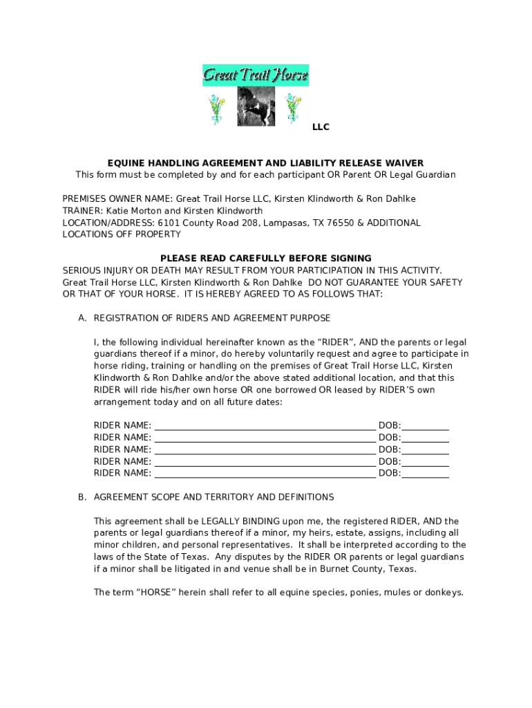2022 Trail Ride Release Doc Template | pdfFiller
