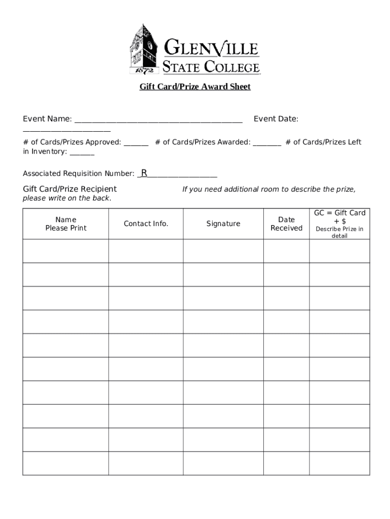 Gift or Prize Receipt Verification Doc Template | pdfFiller