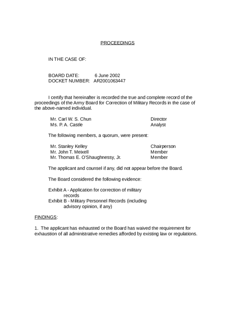 DOCKET NUMBER:AR2001063447 - boards law af Doc Template | pdfFiller