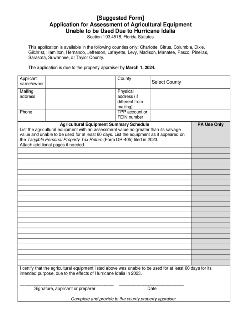 Fillable Online Florida DOR Releases Form for Property Tax Assessment ...