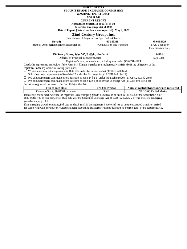 Registrant's telephone number, including area code: (716) 270-1523 Doc ...