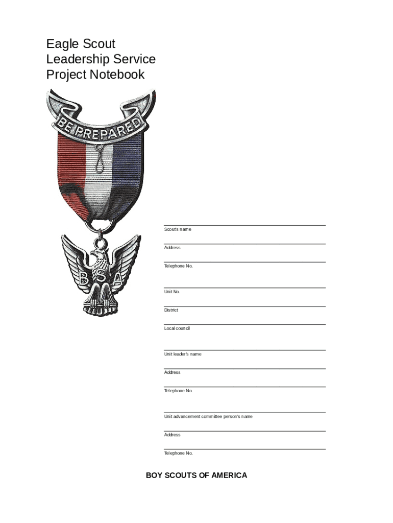 Eagle Scout Packet. Eagle Scout Leadership Service Project Notebook Doc ...