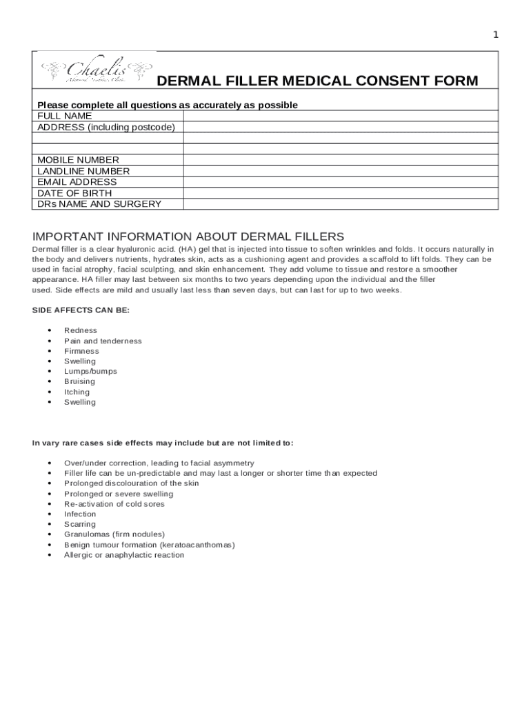 Dermal Fillers Consent Best IV Medical Center Doc Template | pdfFiller