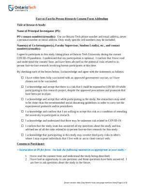 Face-to-Face, In-Person Consent Addendum Doc Template | pdfFiller