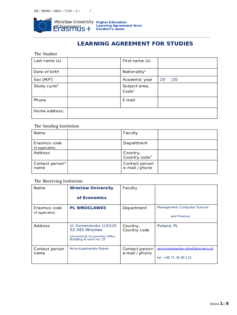 editable-higher-education-Learning-agreement-studies- ... Doc Template | pdfFiller