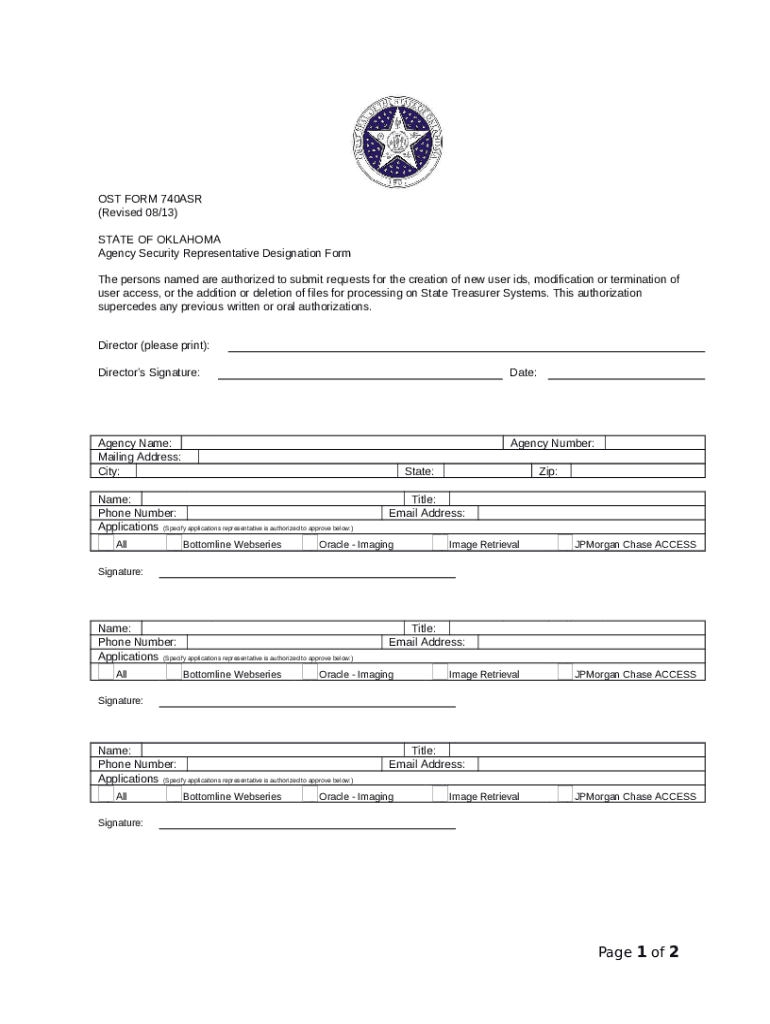 Agency Security Representative Designation Doc Template | pdfFiller