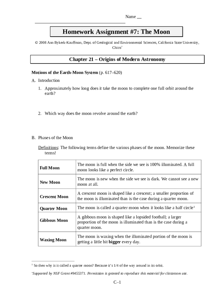 Chapter 21 Origins of Modern Astronomy, Cycles of the Moon Doc Template | pdfFiller
