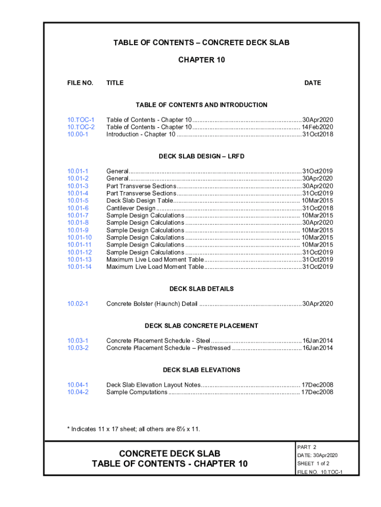 Fillable Online vdot virginia table of contentsconcrete deck slab ...