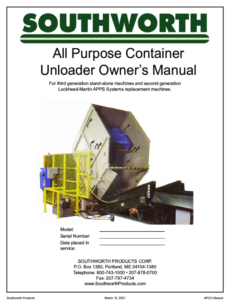 Fillable Online APCU Series All Purpose Container Unloader Fax Email Print - pdfFiller
