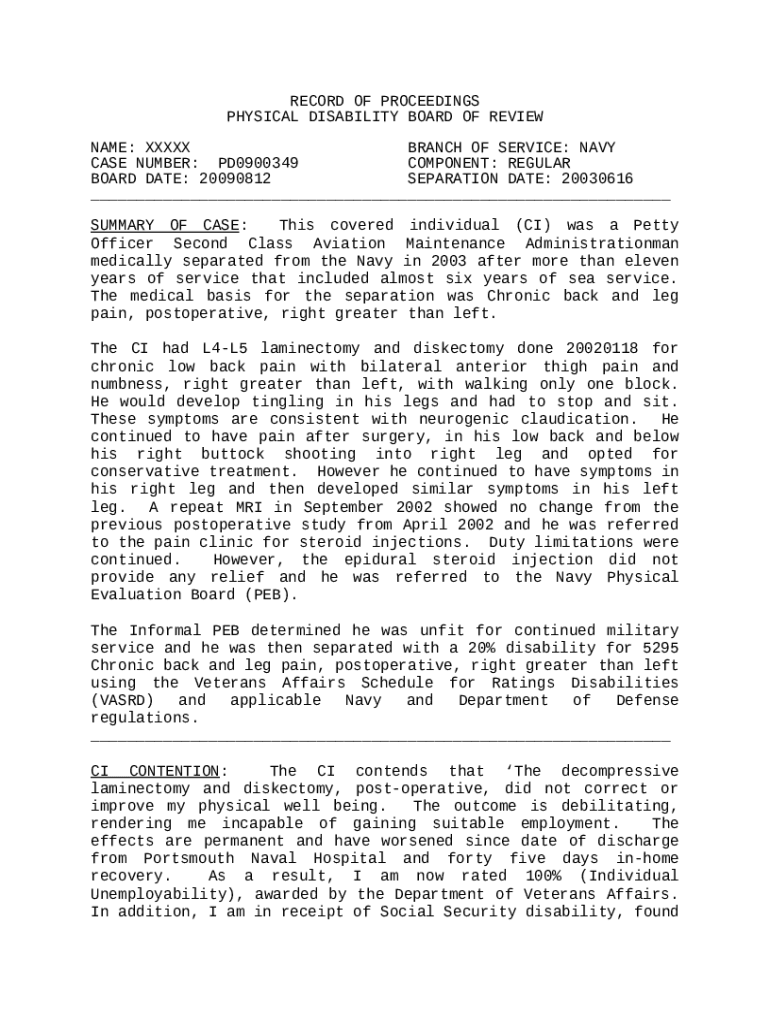 DD 294, Application for a Review by the PDBR of the ... - boards law af ...