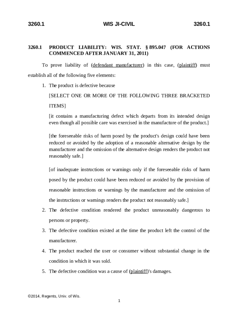 1PRODUCT LIABILITY: WIS Doc Template | pdfFiller