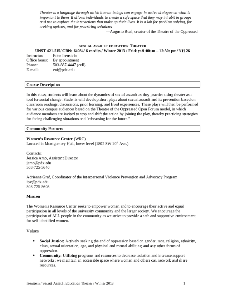 Theater is a language through which humans can engage ... - capstone ...