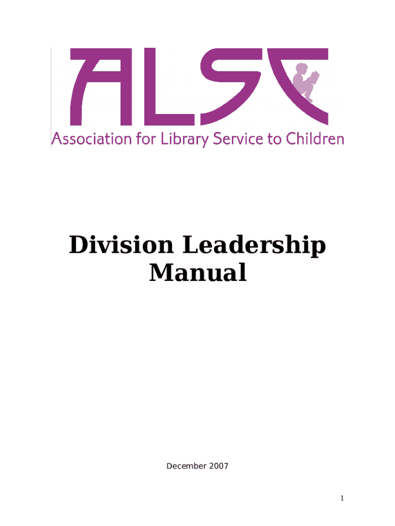 ALSC Division Leadership Manual Doc Template | pdfFiller
