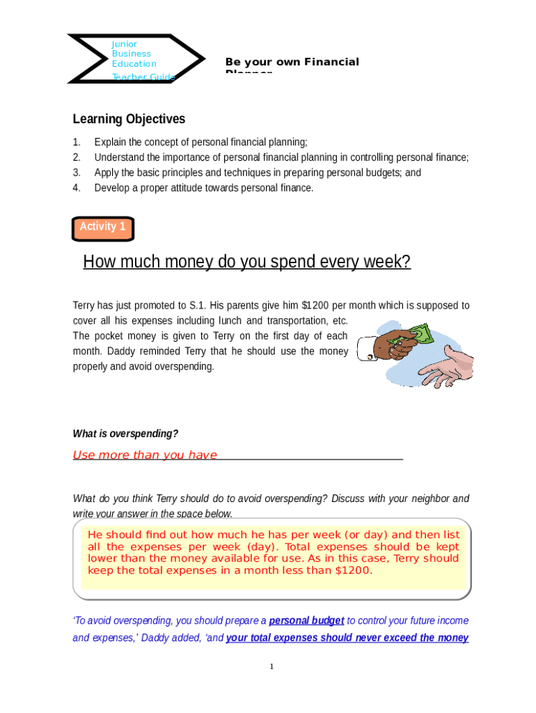 Activity 1 How much money do you spend every week? Doc Template | pdfFiller
