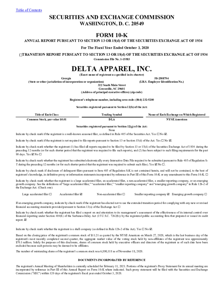 Fillable Online Delta Apparel (DLA) Fax Email Print - pdfFiller