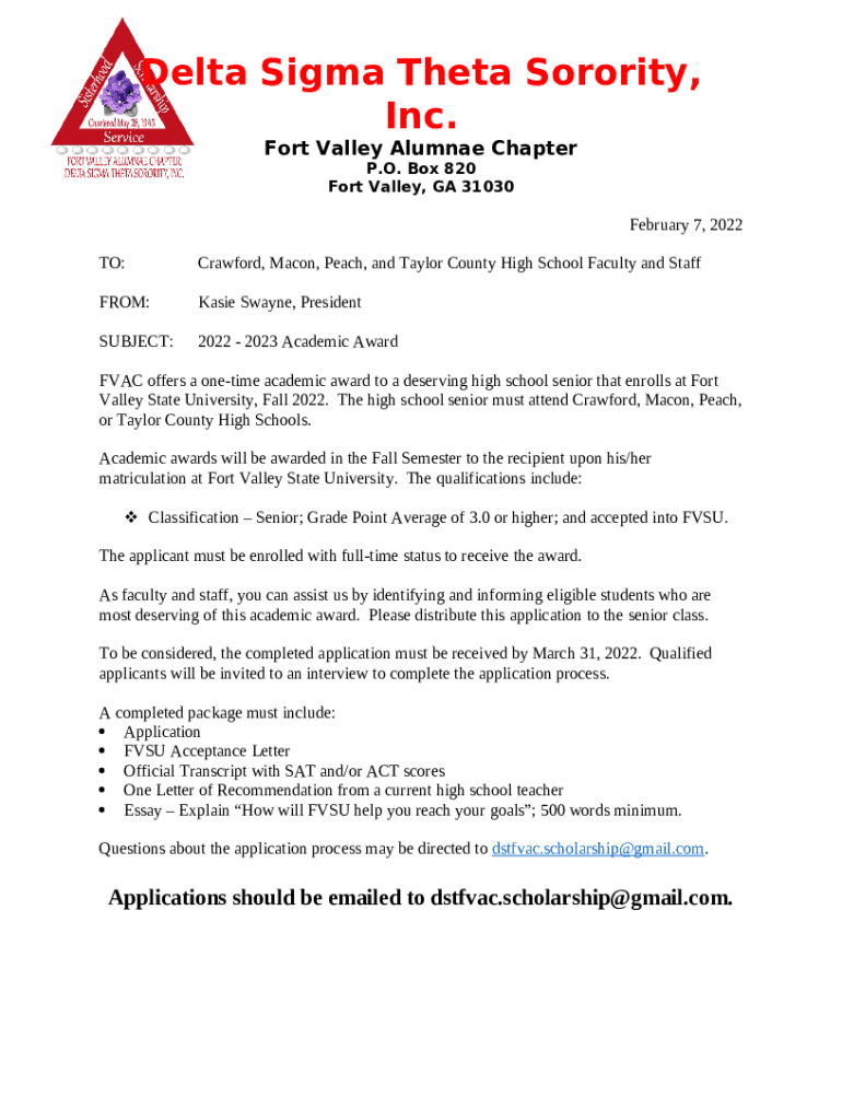 Delta Sigma Theta Sorority, Inc. Fort Valley Alumnae Chapter Doc Template | pdfFiller