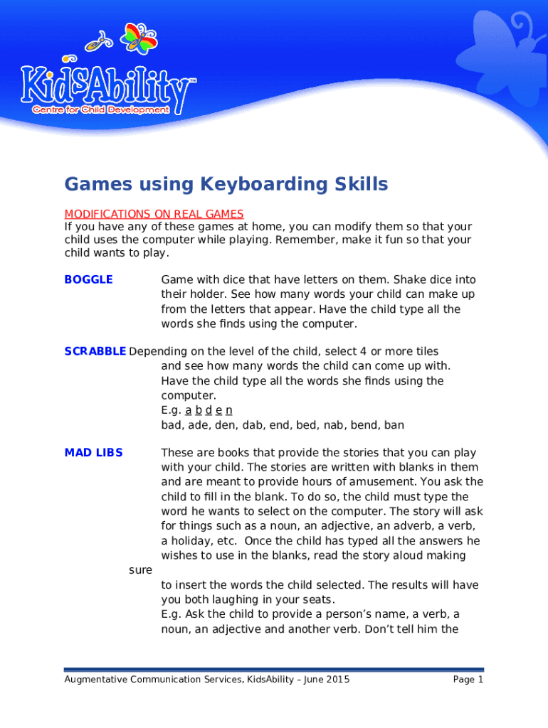 Top 7 Fun Games To Improve Typing Skills In Kids Doc Template PdfFiller