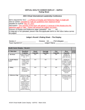 VIRTUAL HEALTH CAREER DISPLAY SS/PSC Rating ... Doc Template | pdfFiller