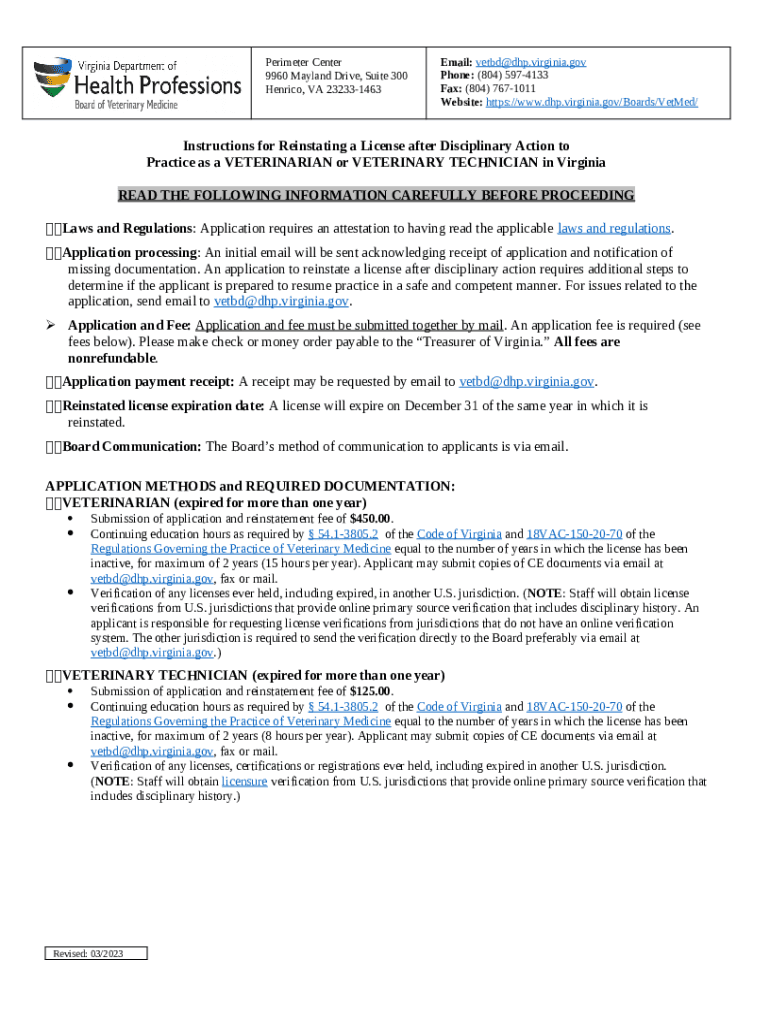 Instructions for Reinstating an Expired License to Practice ... Doc Template | pdfFiller