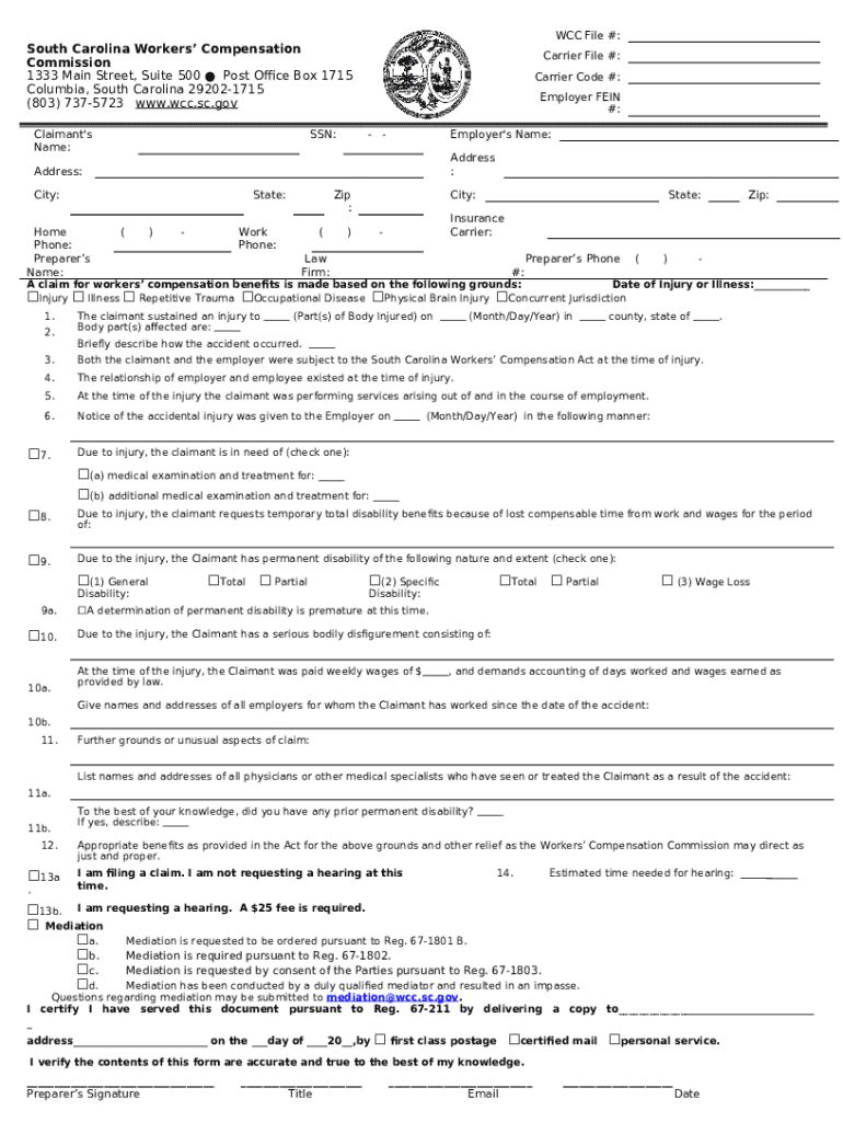 A claim for workers' compensation benefits is made based on the ...