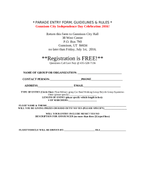 Get Parade Entry Template Doc Template | pdfFiller