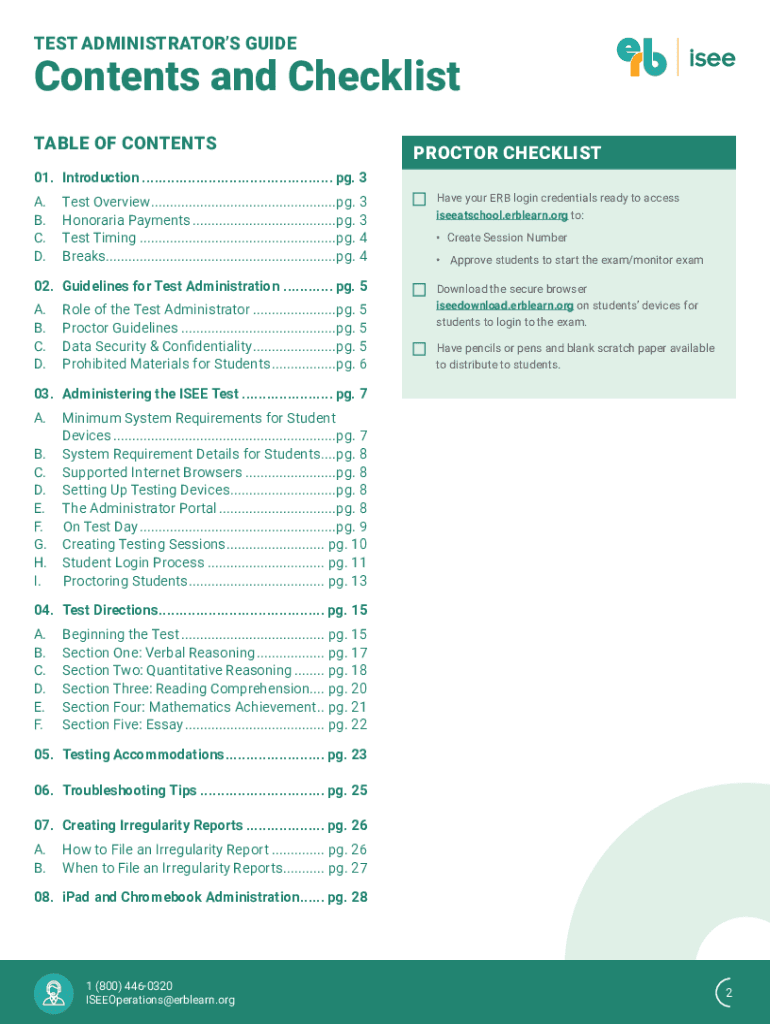 Fillable Online ISEE Test by ERBIndependent School Entrance Exam Fax ...