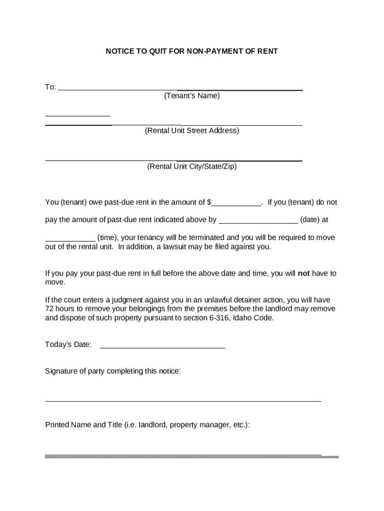 TERMINATION FOR FAILURE TO PAY RENT Doc Template | pdfFiller