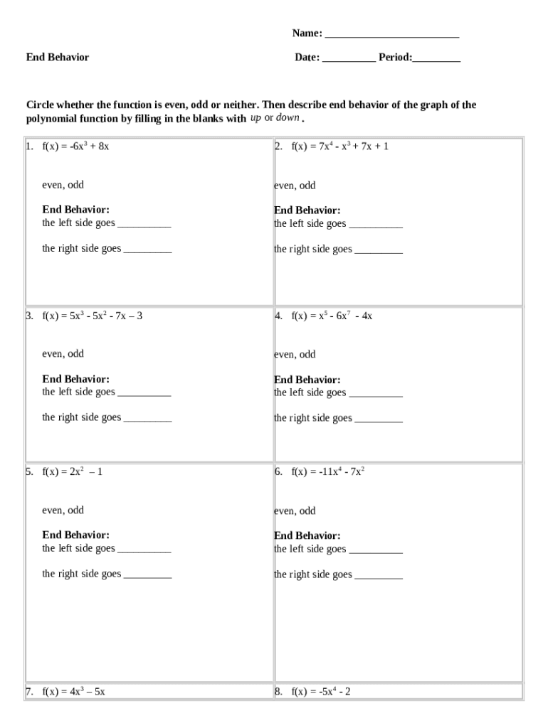 How to Determine the End Behavior of the Graph ... Doc Template | pdfFiller