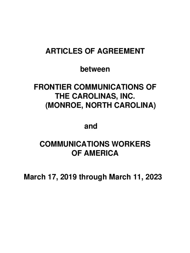 Fillable Online CWA and Frontier Communications Reach Agreement on ...