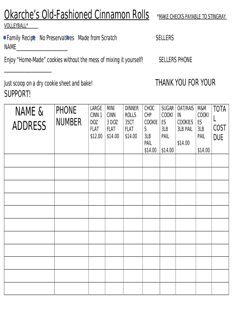 okarche cinnamon rolls Doc Template | pdfFiller