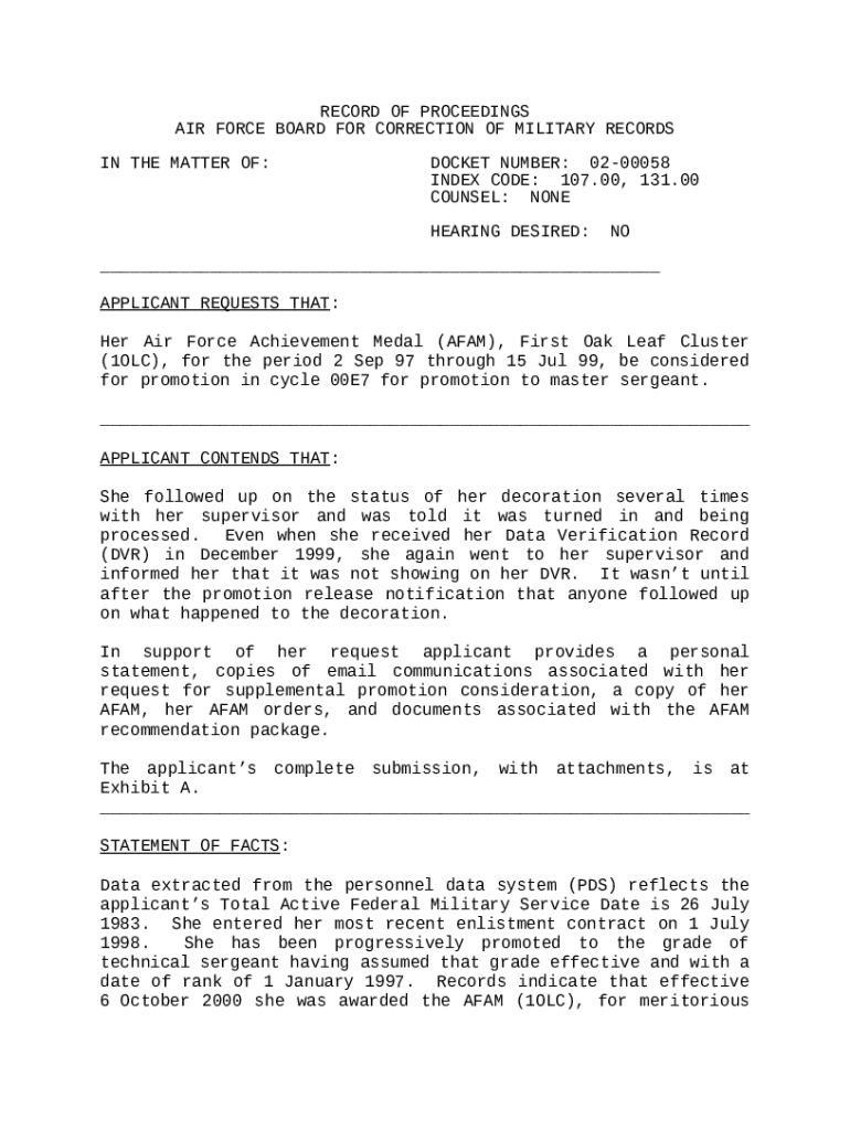 Air Force Board for the Correction of Military Records (BCMR) CY2002 - boards law af Doc ...