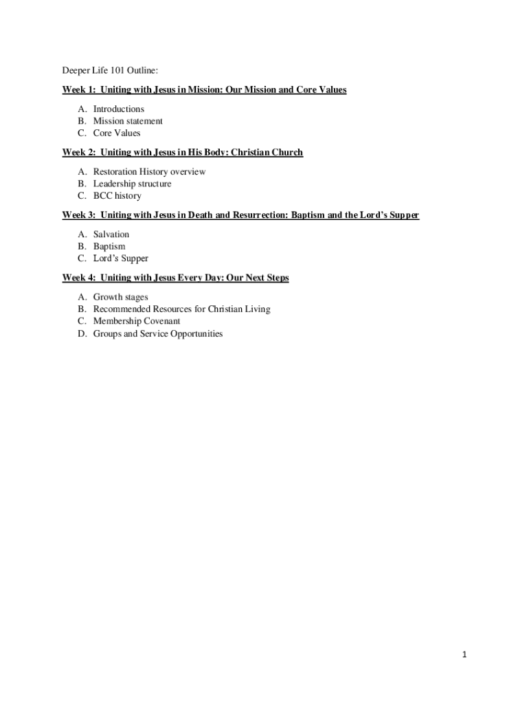 Fillable Online Week 1: Uniting with Jesus in Mission Fax Email Print ...