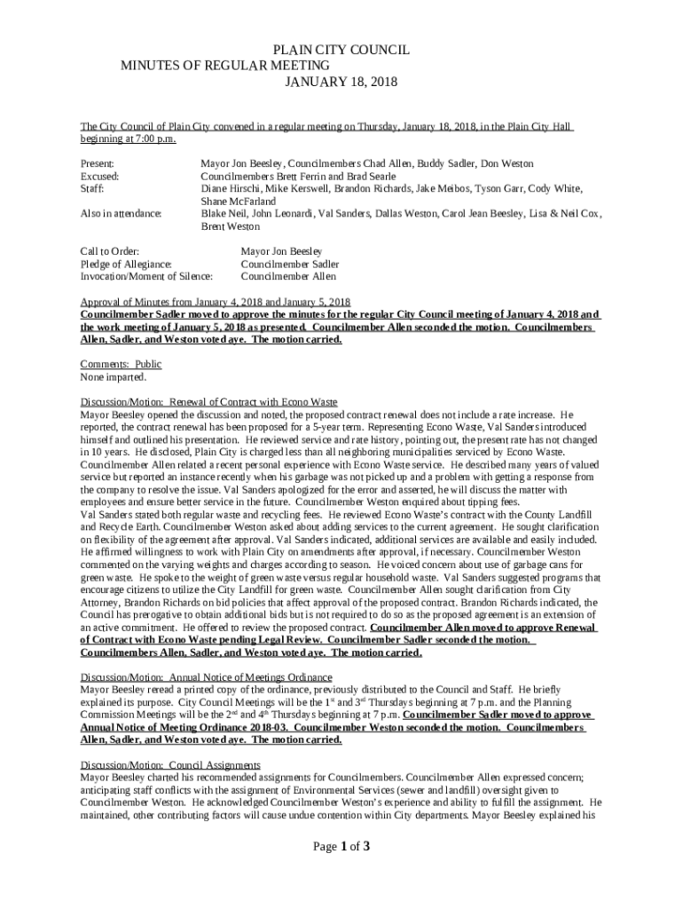 Present:Mayor Jon Beesley, Councilmembers Chad Allen, Buddy Sadler, Don ...