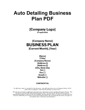 Fillable Online How to write a CAR DETAILING Business Plan by ...