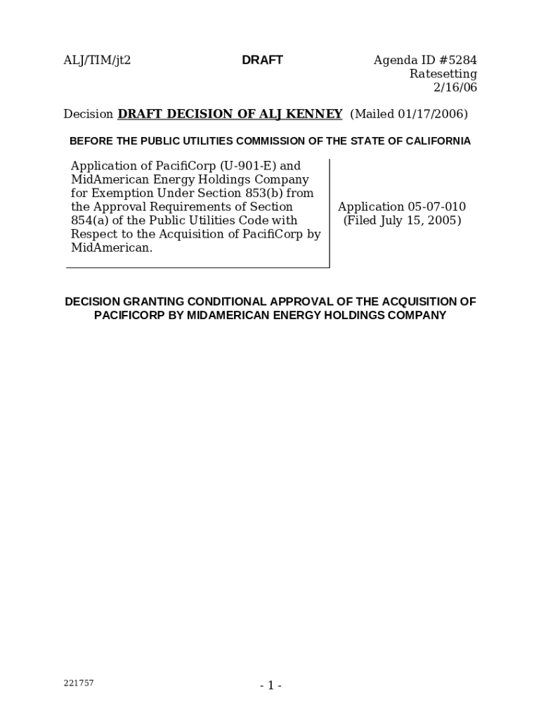 Alj's Ruling Denying Water Plus' Motion To Dismiss 8-30-16 - docs cpuc ca Doc Template | pdfFiller
