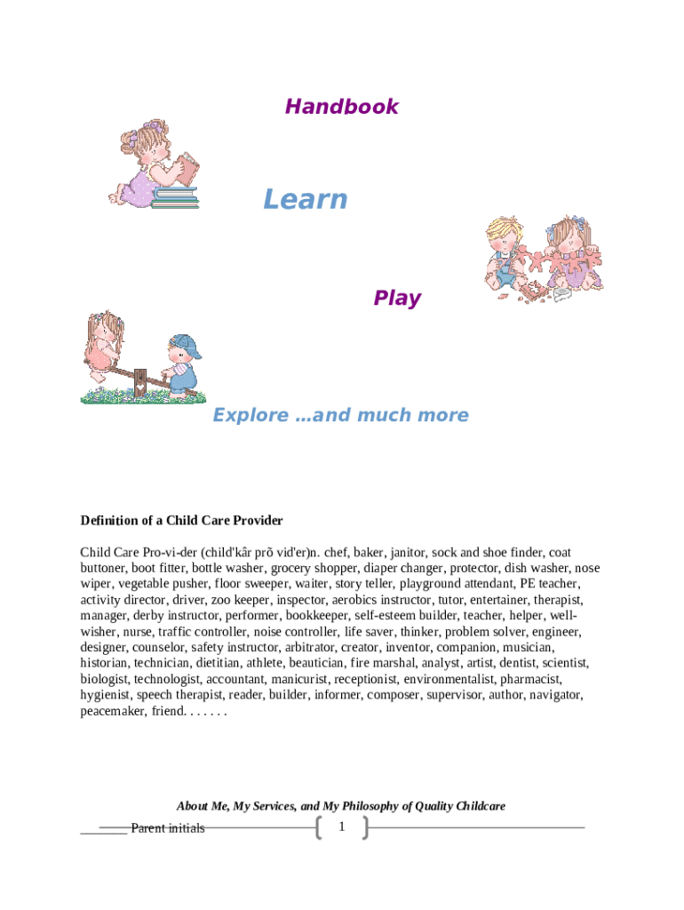 Handbook Learn Play Explore and much more Doc Template | pdfFiller