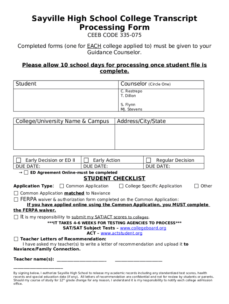 Guidance and Counseling / Transcript Request Doc Template | pdfFiller