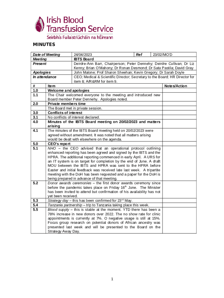 Irish Blood Transfusion Service: Home Doc Template | pdfFiller