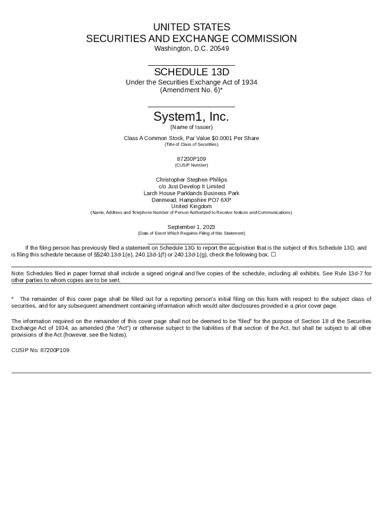 SC 13D/A Phillips Christopher Filed by: System1, Inc. Doc Template ...