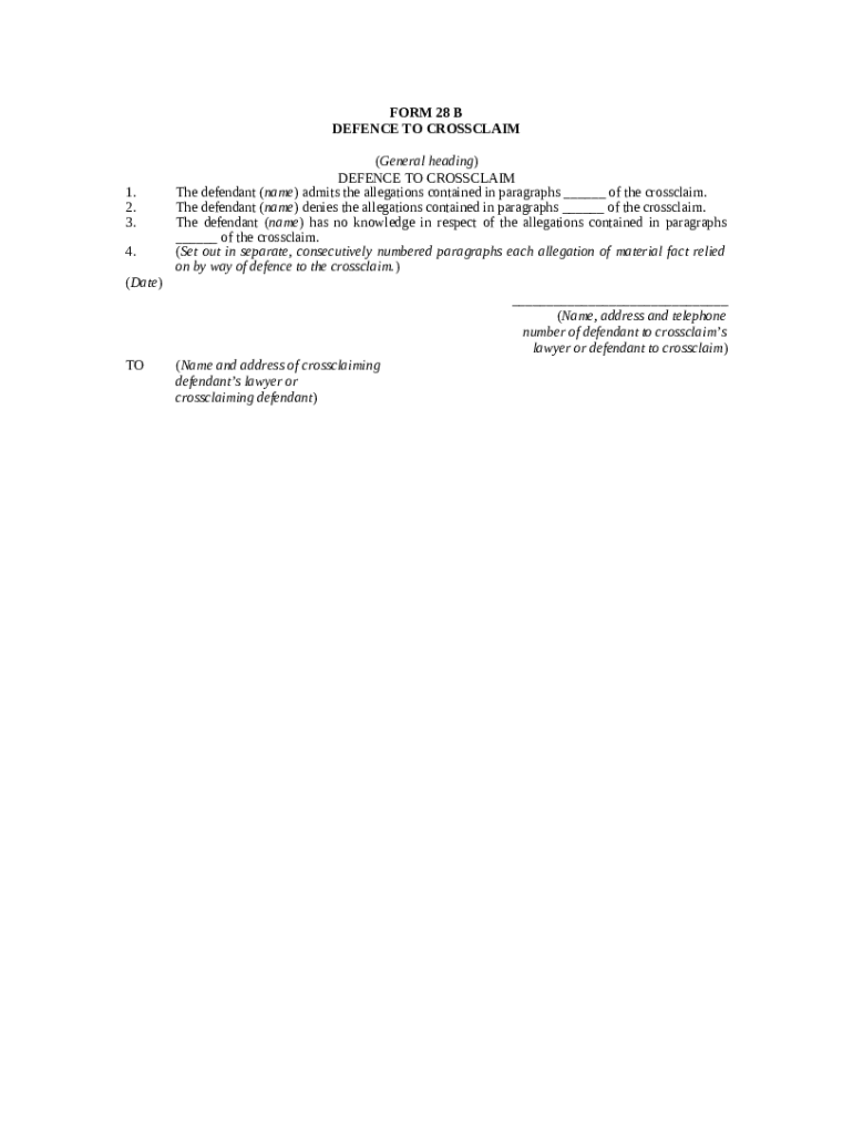 Defendants' Answer to Cross-Claim and ... Doc Template | pdfFiller