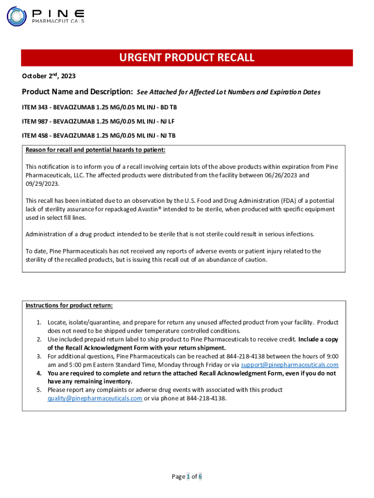 Fillable Online Rapid Alert: Drug Product Recall: Incidents of loss and ...