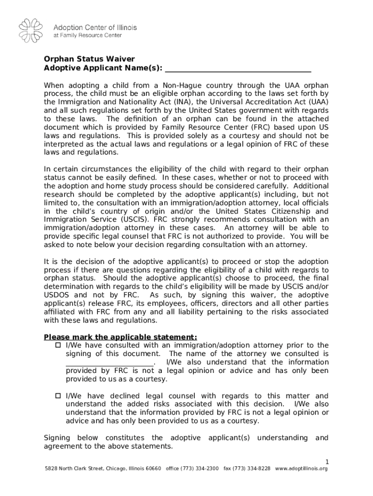 Orphan Adoption from a Non-Hague Convention Country Doc Template ...