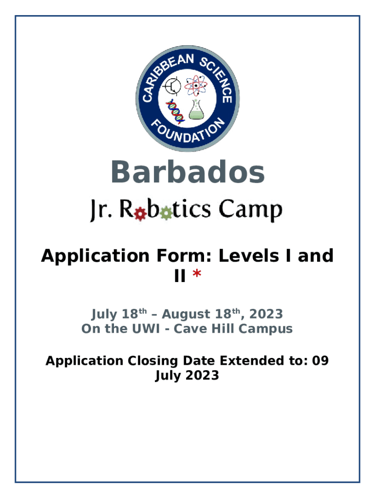 Barbados Application : Levels I and II * July 18 th Doc Template ...