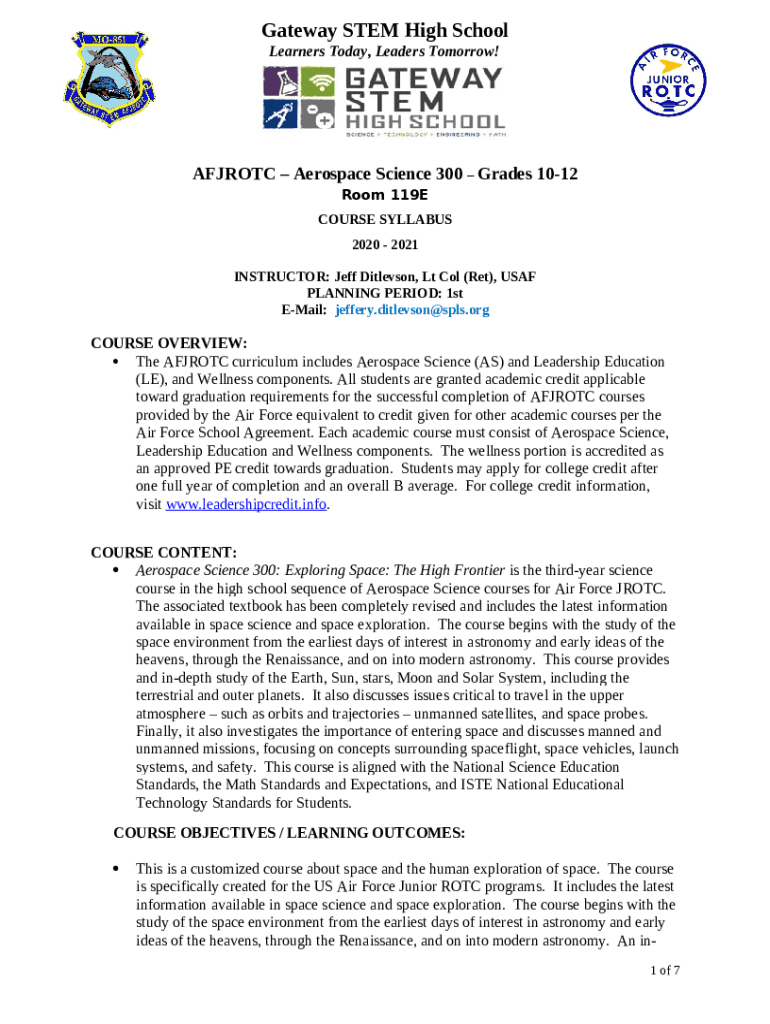 Jeff Ditlevson, Lt Col (Ret) - Aerospace Science Instructor Doc ...