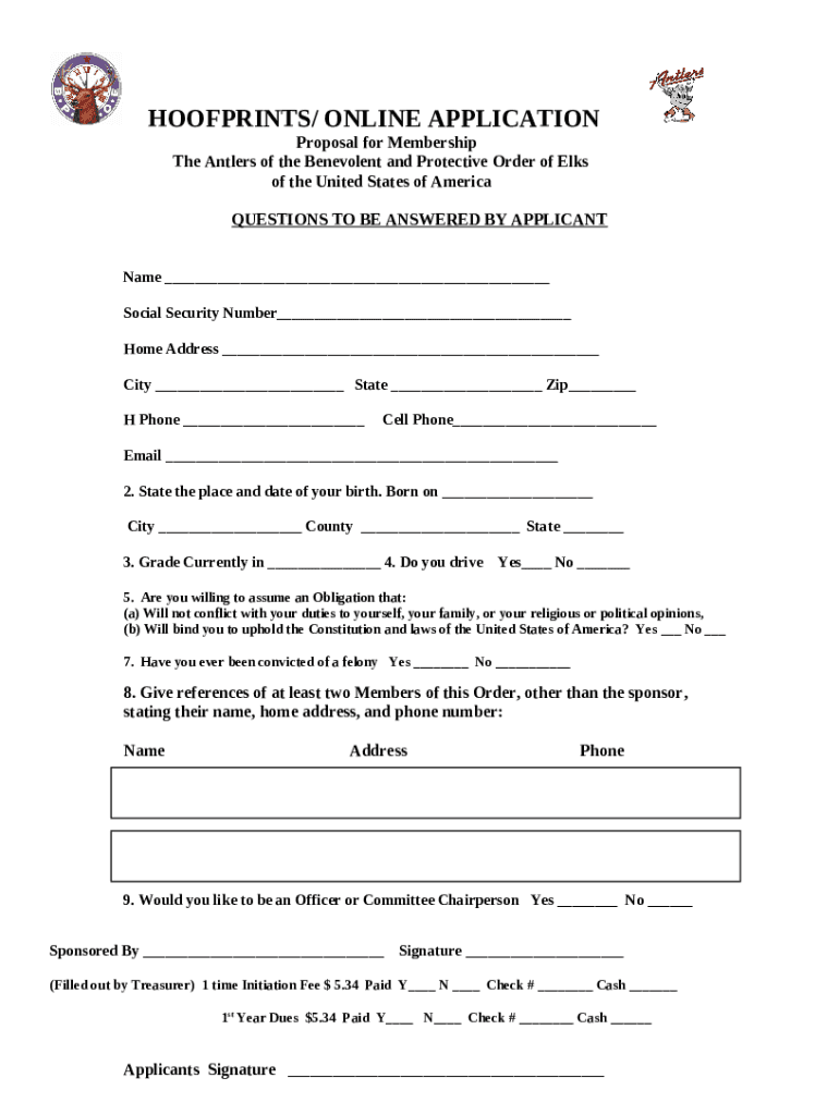 Elks Membership Application - Fill Online, Printable, ... Doc Template ...