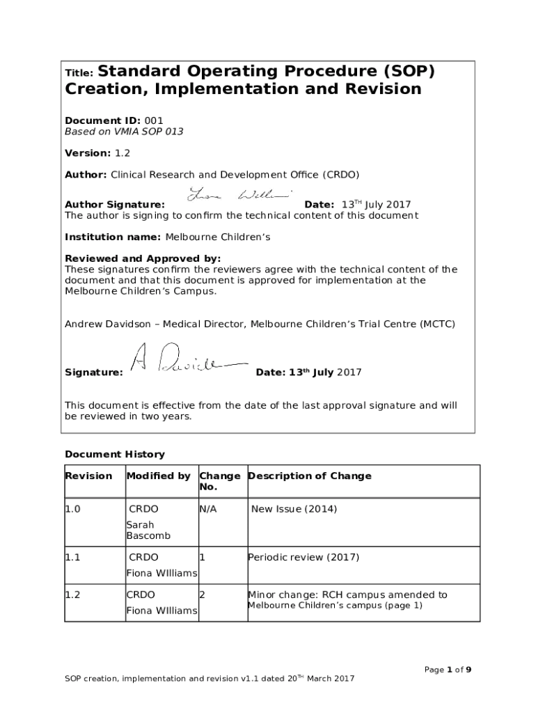 Site Initiation for MCRI-Sponsored Clinical Trials Doc Template | pdfFiller